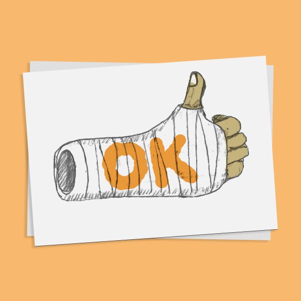 OK thumbs up broken arm get well soon card - sixsixninenine