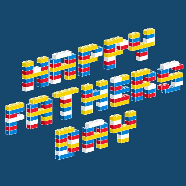 Happy Fathers Day Lego Brick Typographic Card - sixsixninenine