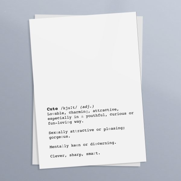 'cute' typewriter word definition typographic valentine's card ...